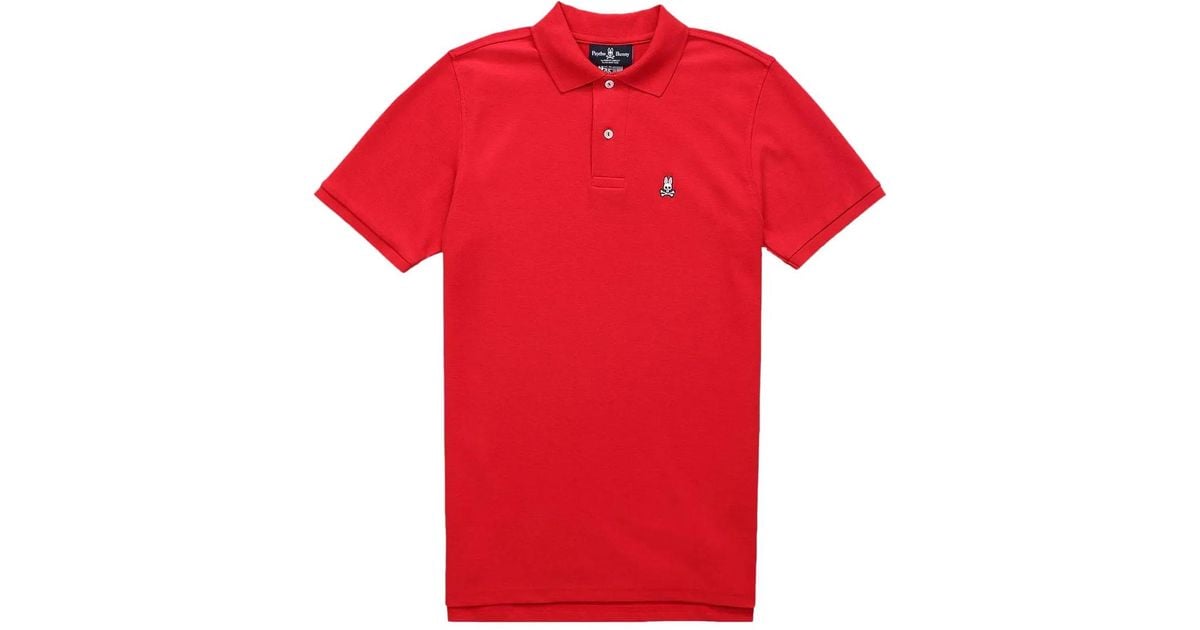 Psycho Bunny Piqué-Weave Polo Shirt in Red for Men | Lyst