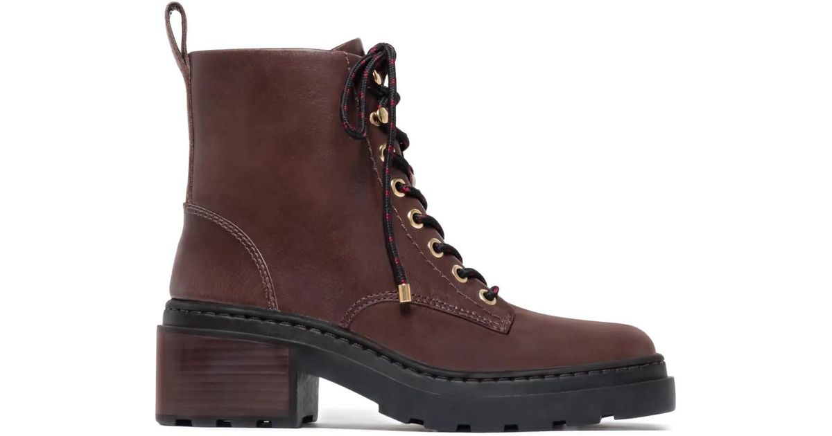 Bernardo 50Mm North Lace-Up Lug Boots in Brown | Lyst UK