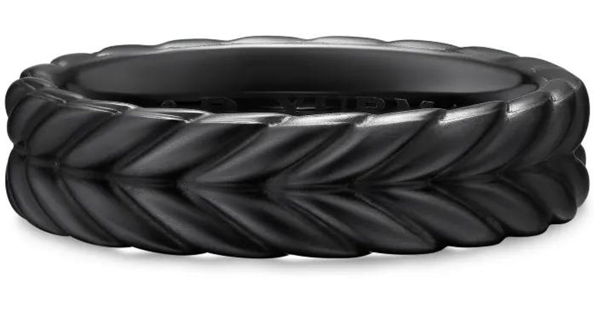 David Yurman Chevron Band Ring (6.2Mm) in Black for Men | Lyst
