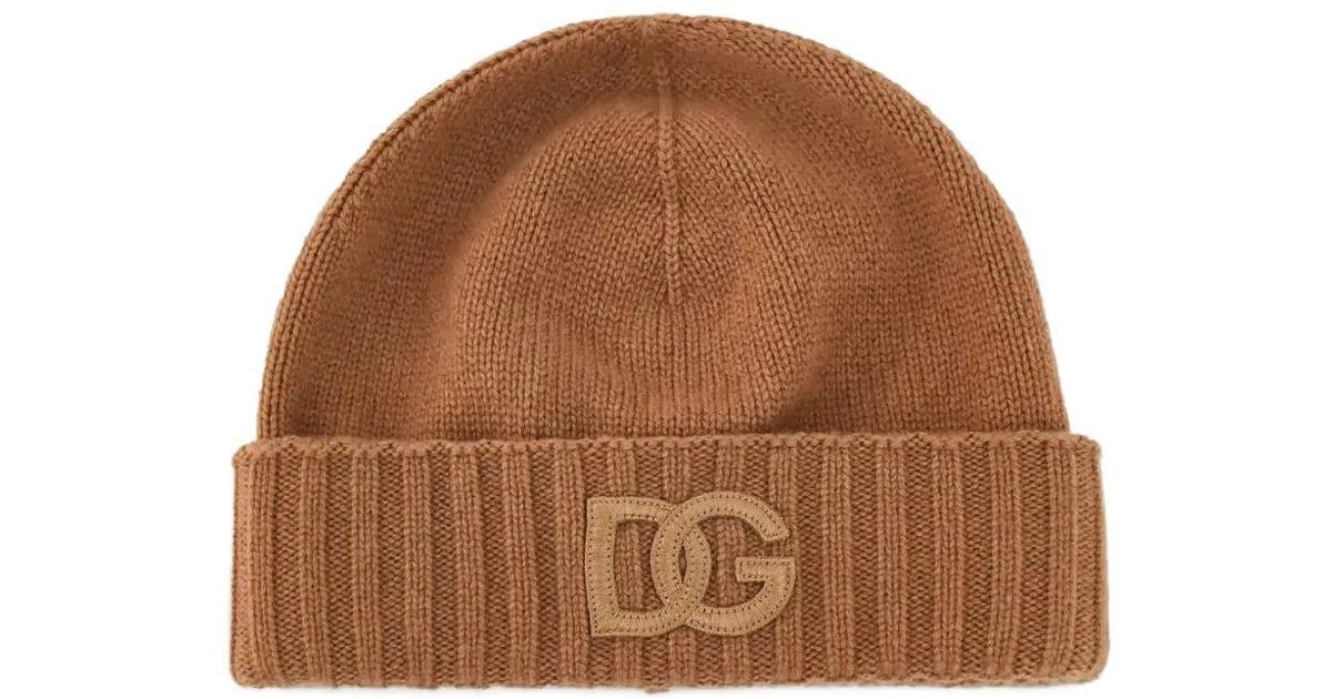 Dolce & Gabbana Logo Ribbed Beanie in Brown for Men | Lyst UK