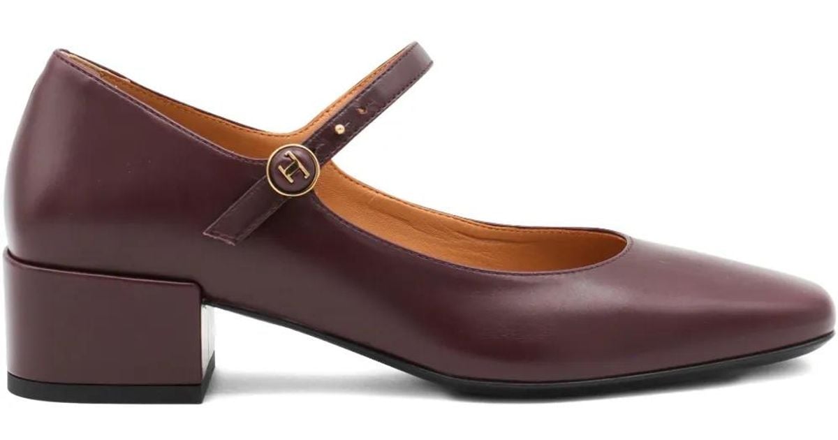 Tod's 35Mm Mary Jane Block-Heel Pumps in Brown | Lyst