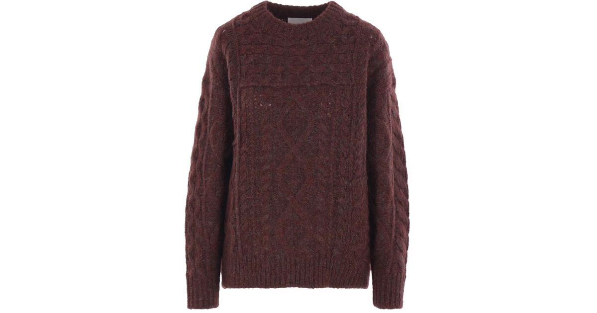 Isabel Marant Cable-Knit Wool Sweater in Brown | Lyst UK