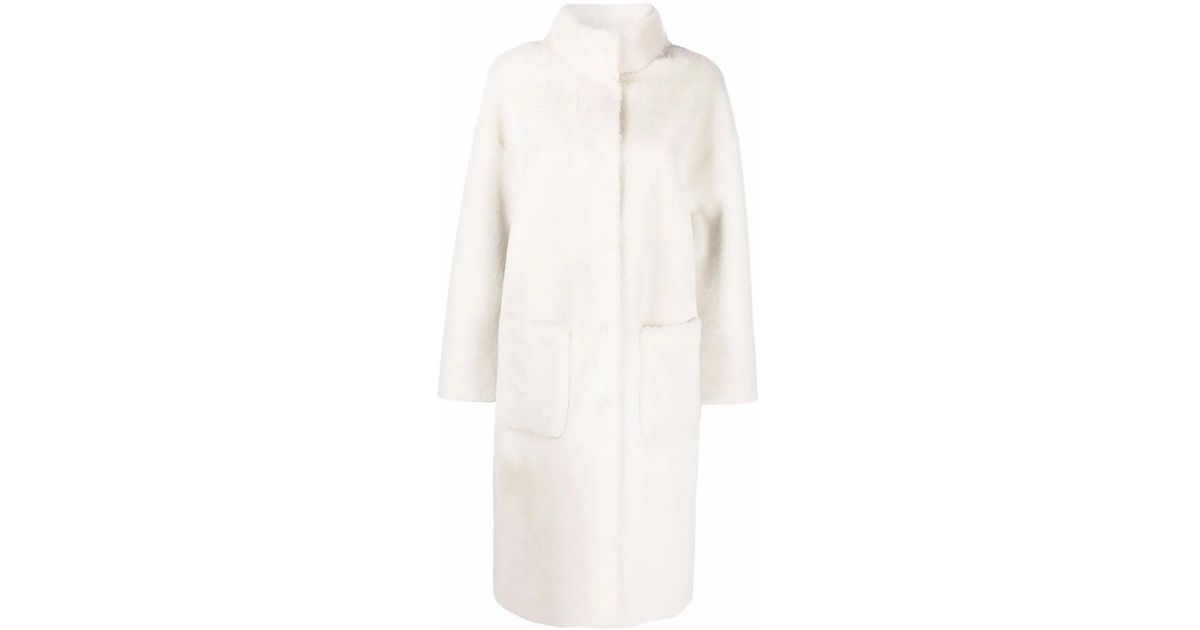 Liska Reversible Shearling Coat in White | Lyst