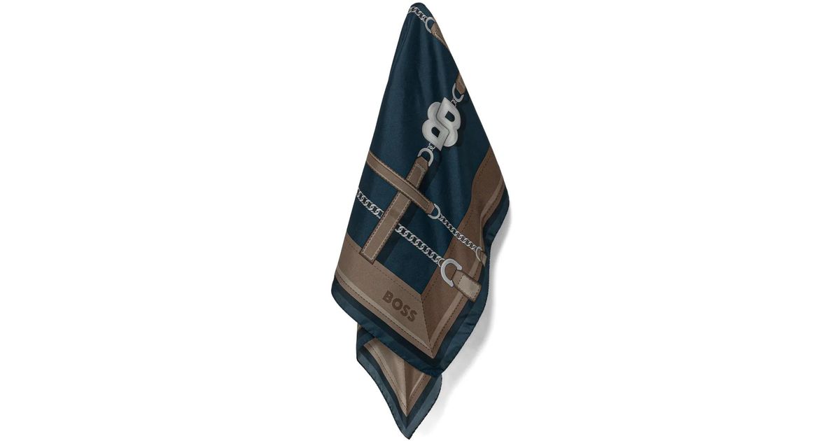 BOSS Chain Strap Print Scarf in Blue | Lyst UK