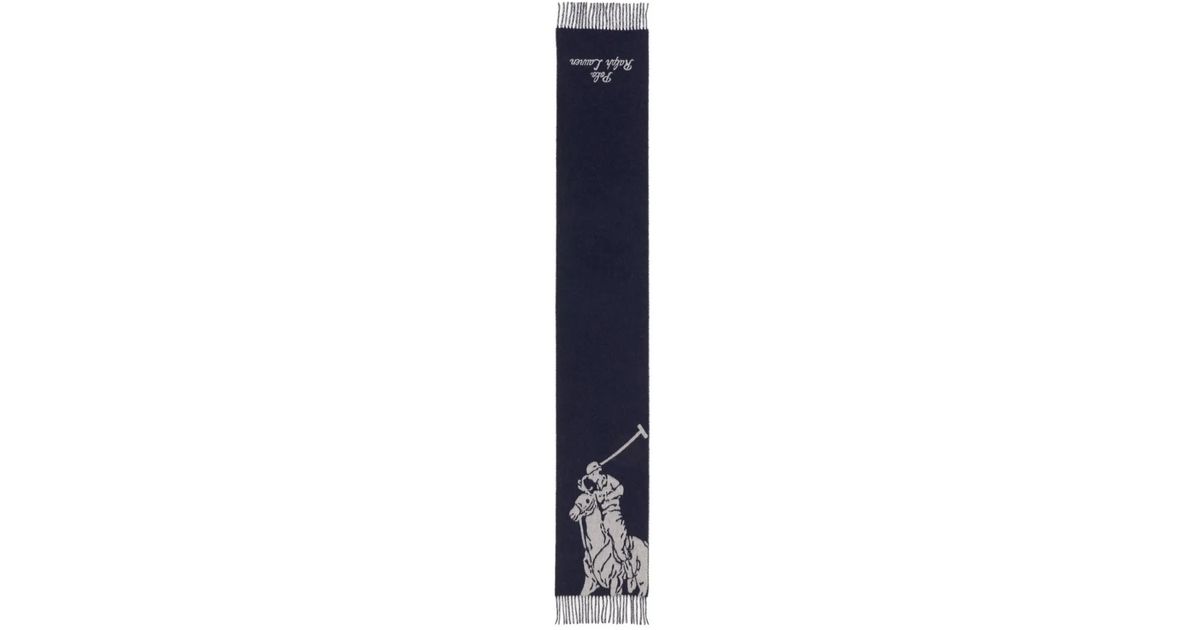 Polo Ralph Lauren Jacquard-Knit Fringed Scarf in Blue for Men | Lyst