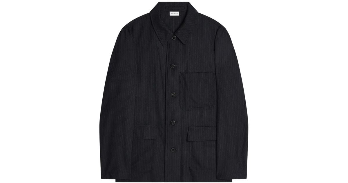 Dries Van Noten Pinstripe Workwear Overshirt in Blue for Men | Lyst UK