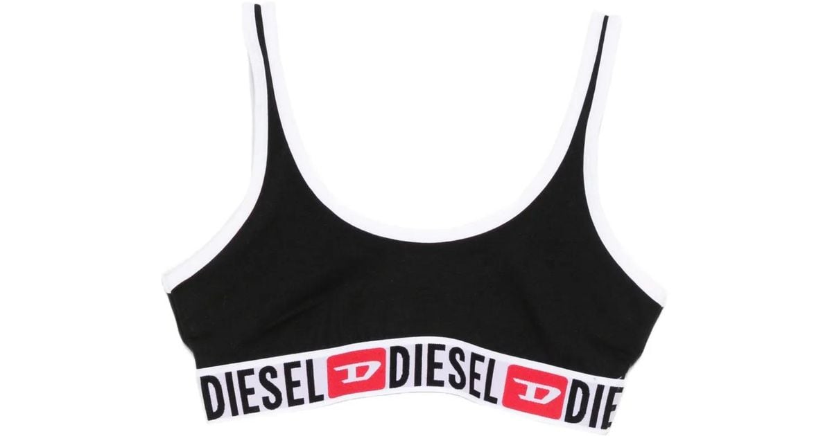DIESEL Logo Band Bra in Black | Lyst UK