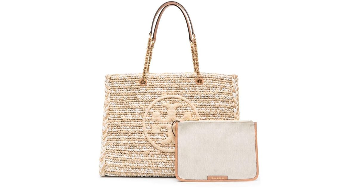 Tory Burch Ella Crochet Straw Tote Bag in Natural | Lyst