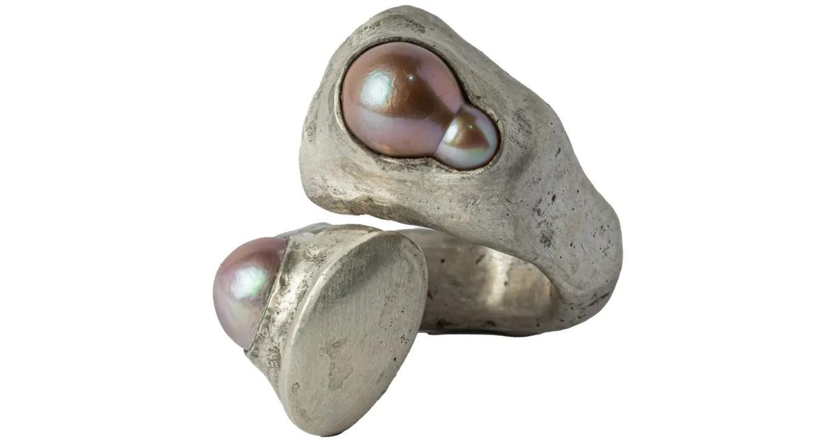 Parts Of 4 Sterling Giant Twisted Druid Baroque Pearl Ring in Gray | Lyst