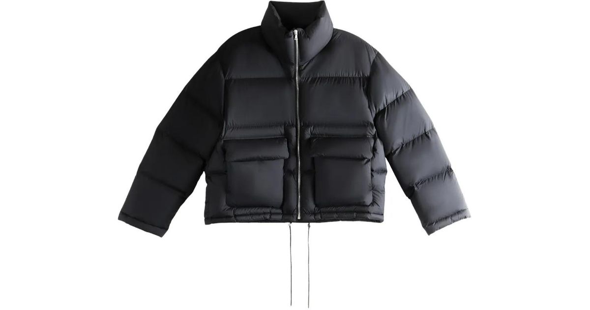 AURALEE Flap-Pocket Puffer Jacket in Black | Lyst
