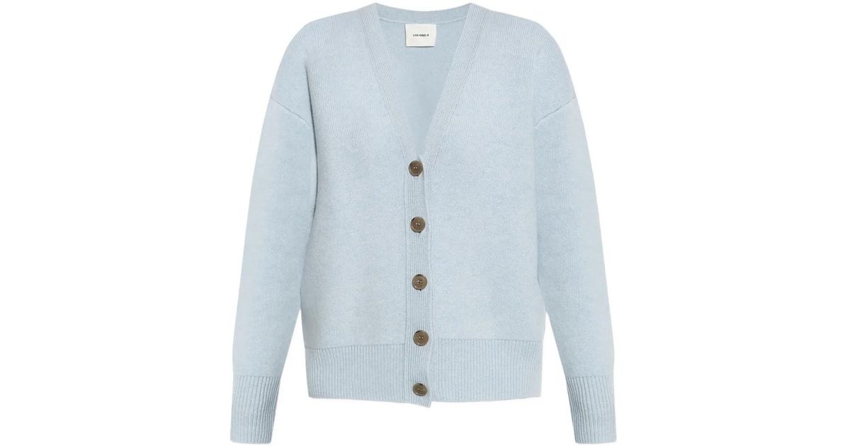 Lisa Yang Ribbed Button Cardigan in Blue | Lyst