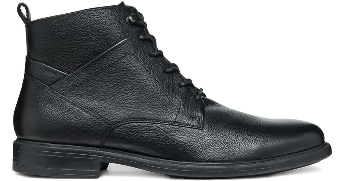 Geox Terence Lace-Up Leather Boots in Black for Men | Lyst
