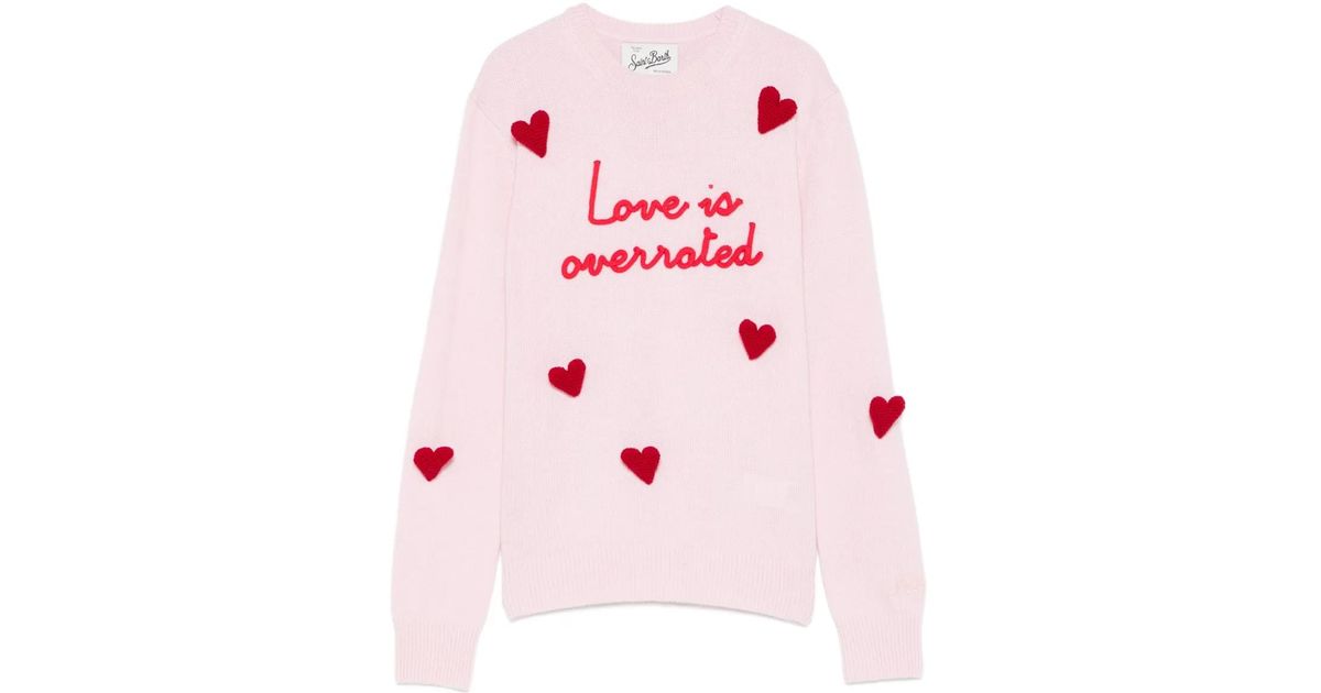 MC2 Saint Barth Heart-Embroidered Sweater in Pink | Lyst