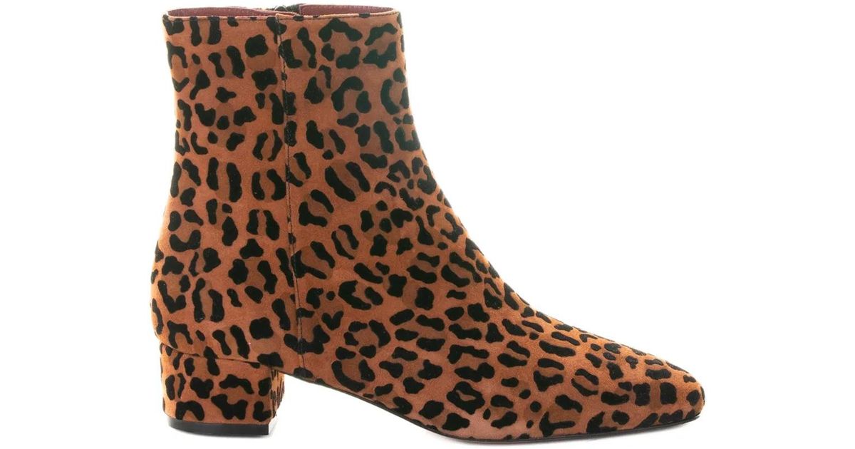 Roberto Festa Leopard-Print Block-Heel Boots in Brown | Lyst