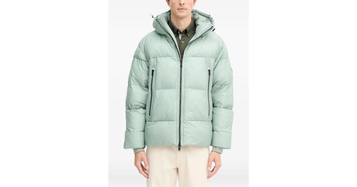 BOSS Hooded Padded Jacket in Green for Men | Lyst UK
