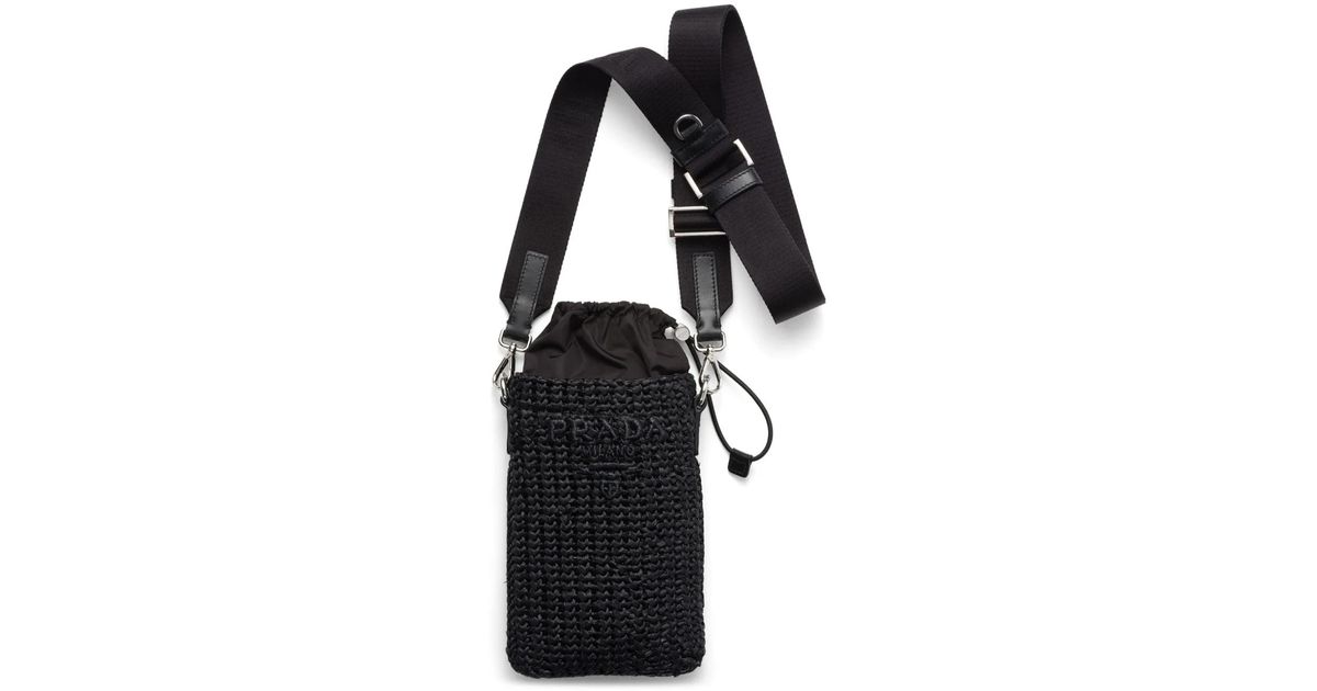 Prada Logo-Embroidered Crochet Smartphone Case in Black for Men | Lyst
