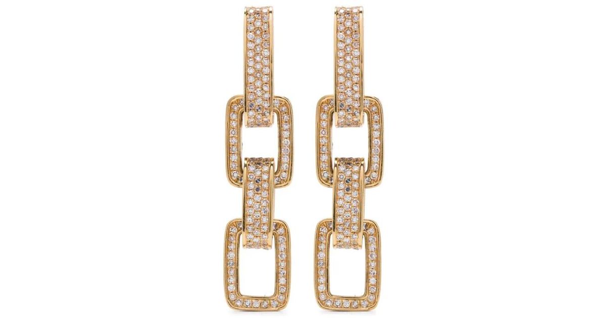 SHAY 18K Triple Deco Link Diamond Drop Earrings in Metallic | Lyst