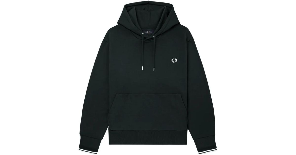 Fred Perry Logo-Detail Cotton Hoodie in Black for Men | Lyst UK