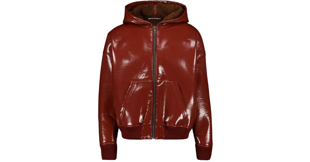 Palm Angels Zip Leather Jacket in Red for Men | Lyst UK