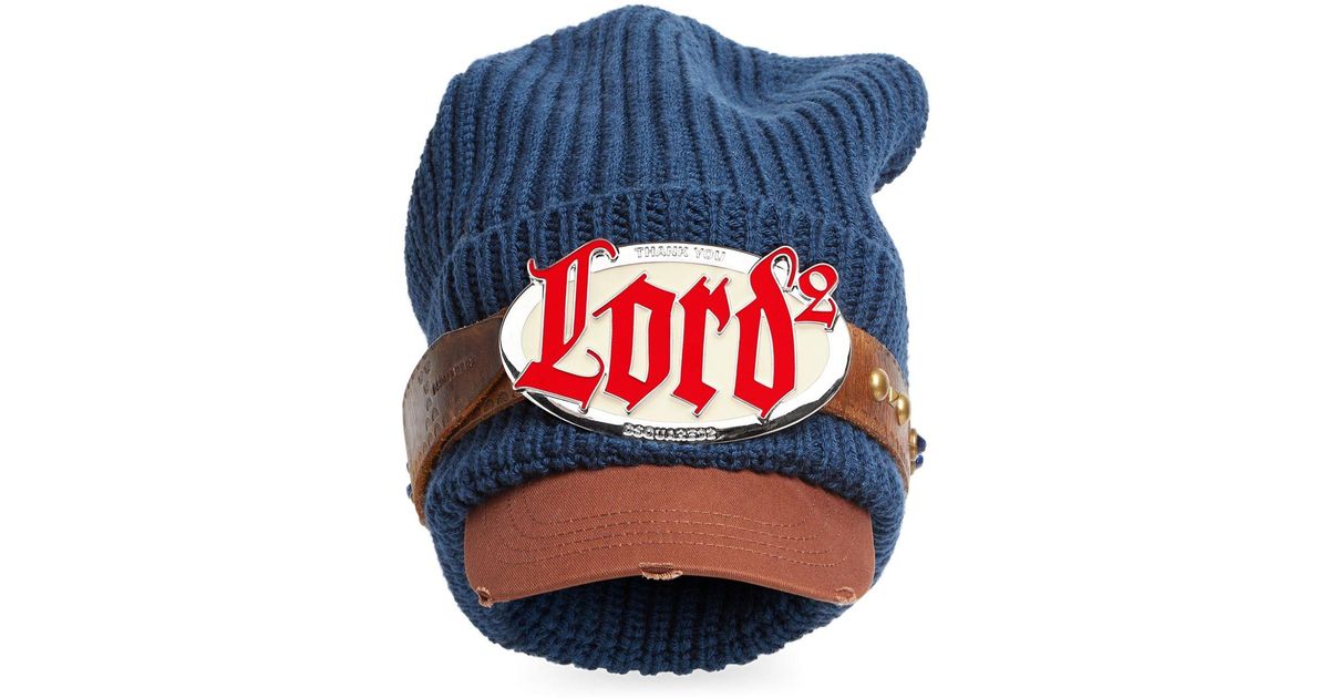 DSquared² Ribbed-Knit Baseball Cap in Blue for Men | Lyst UK