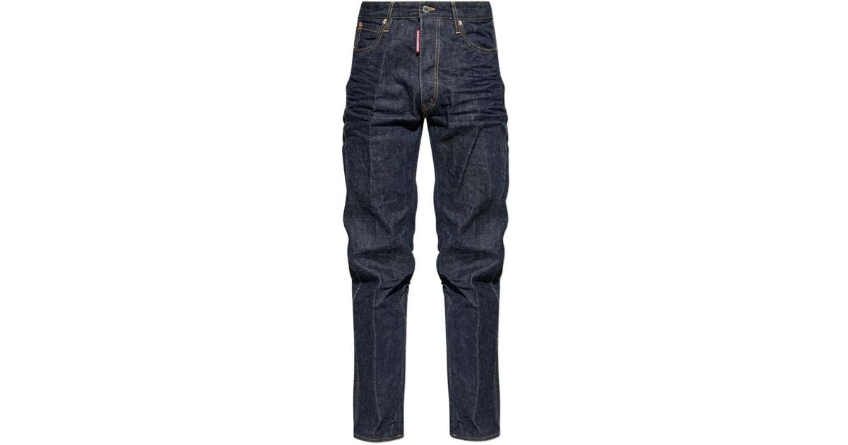DSquared² Button Fastening Ruched Trousers in Blue for Men | Lyst UK
