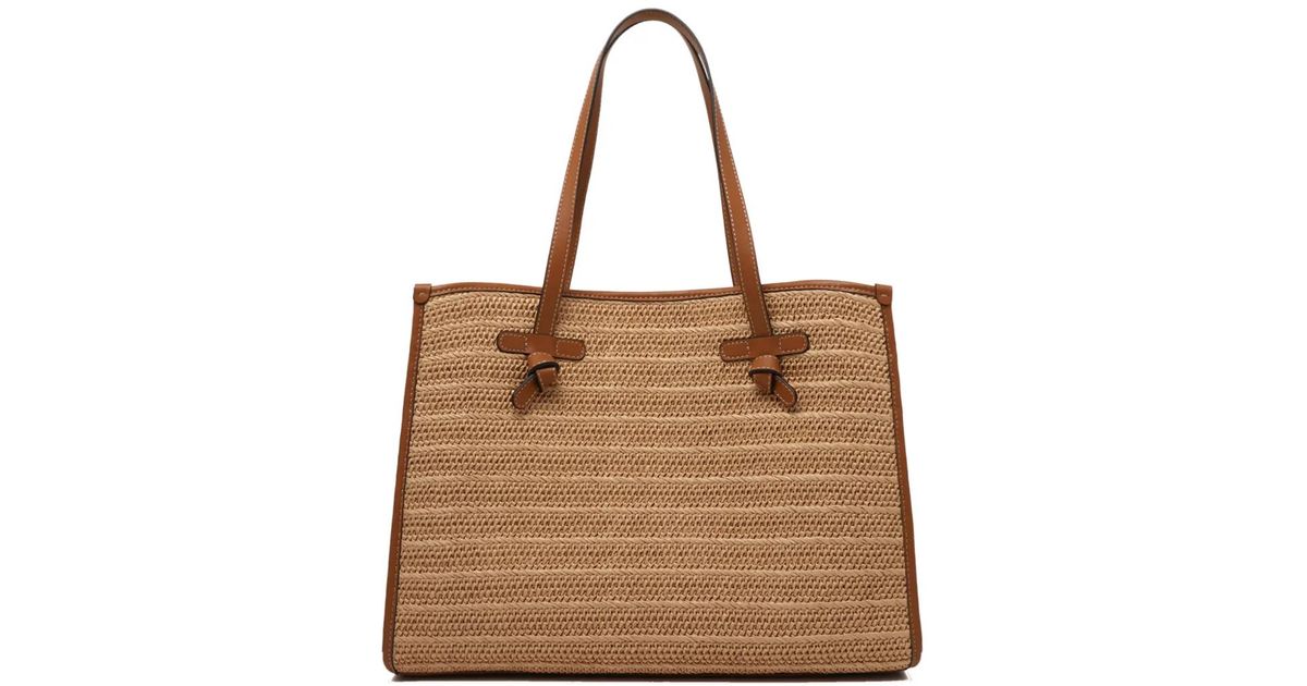MARCELLA CLUB Woven Raffia Tote Bag in Brown | Lyst