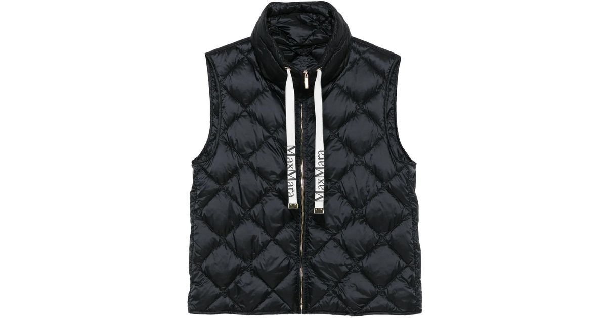 Max Mara Quilted Zip-Fastening Vest in Black | Lyst