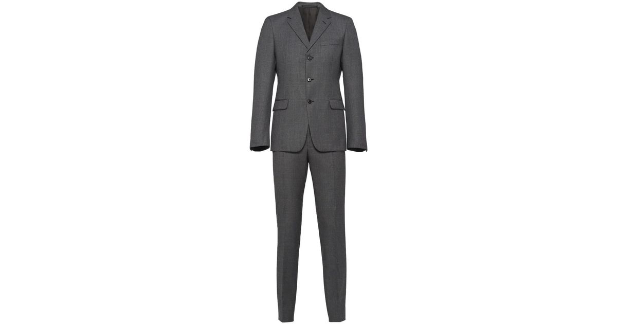Prada Single-Breasted Wool Suit in Gray for Men | Lyst