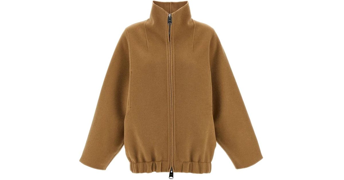 KHAITE Garrett High-Neck Bomber Jacket in Natural | Lyst