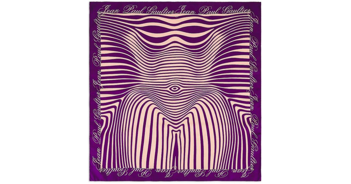 Jean Paul Gaultier Striped-Pattern Scarf in Purple | Lyst UK