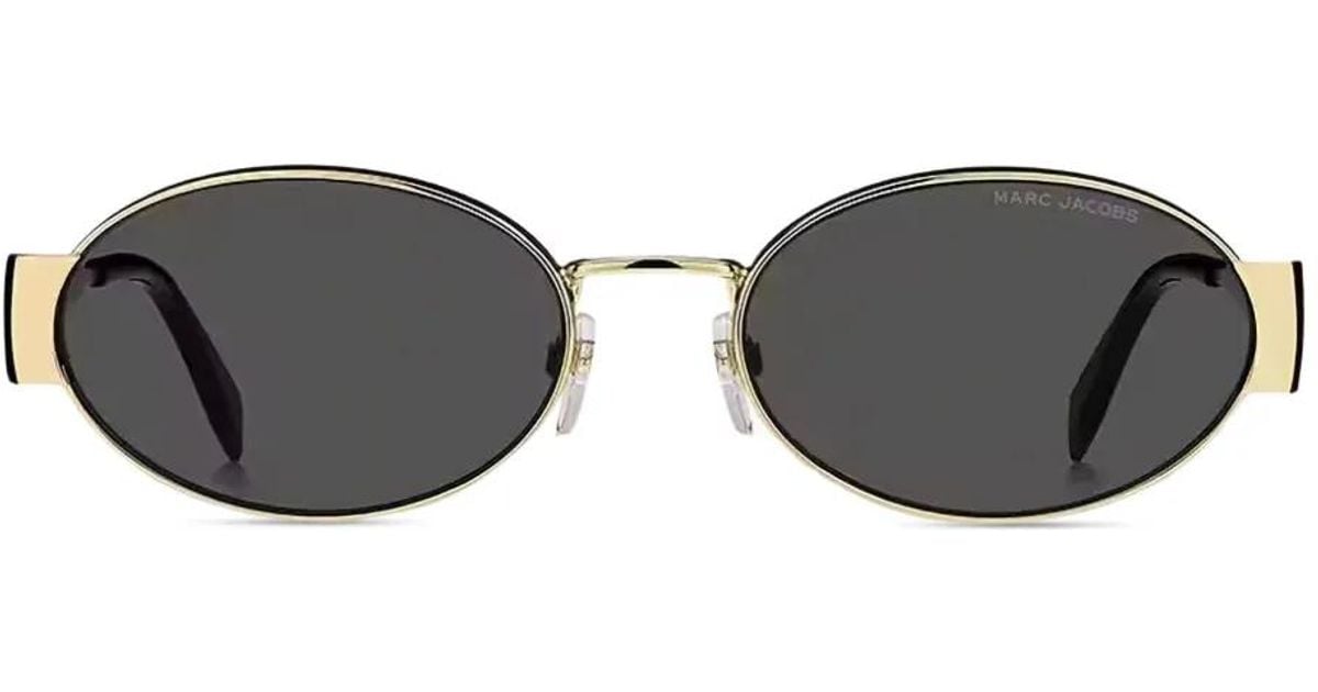 Marc Jacobs Oval-Frame Sunglasses in Metallic | Lyst UK