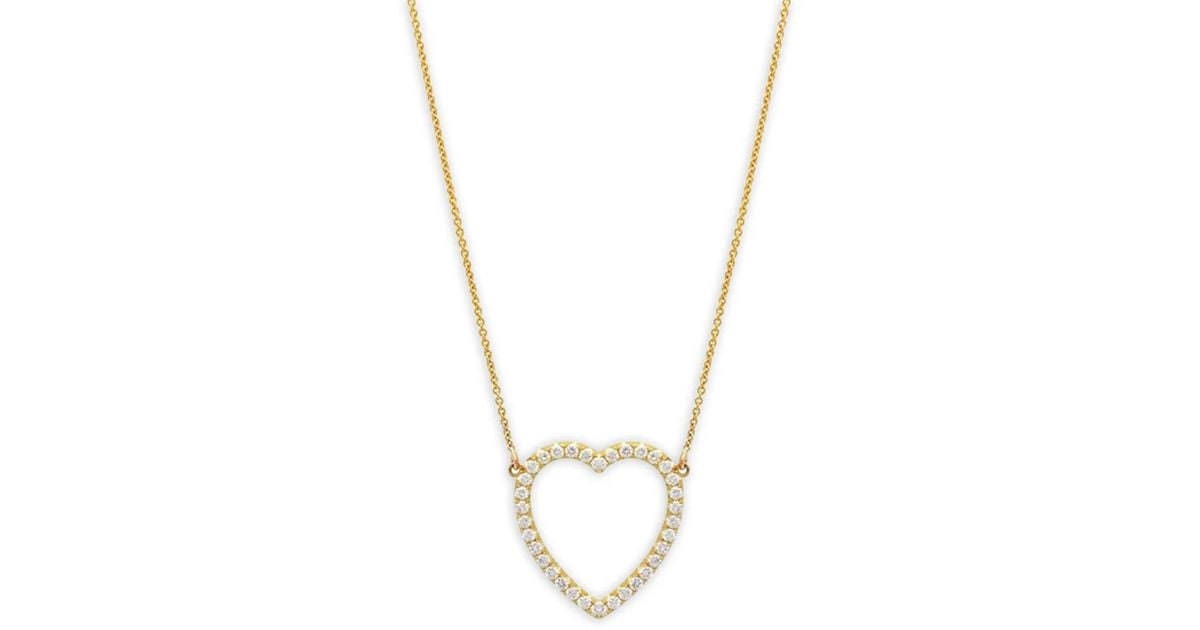 Jennifer Meyer 18K Open Heart Diamonds Necklace in Metallic | Lyst UK