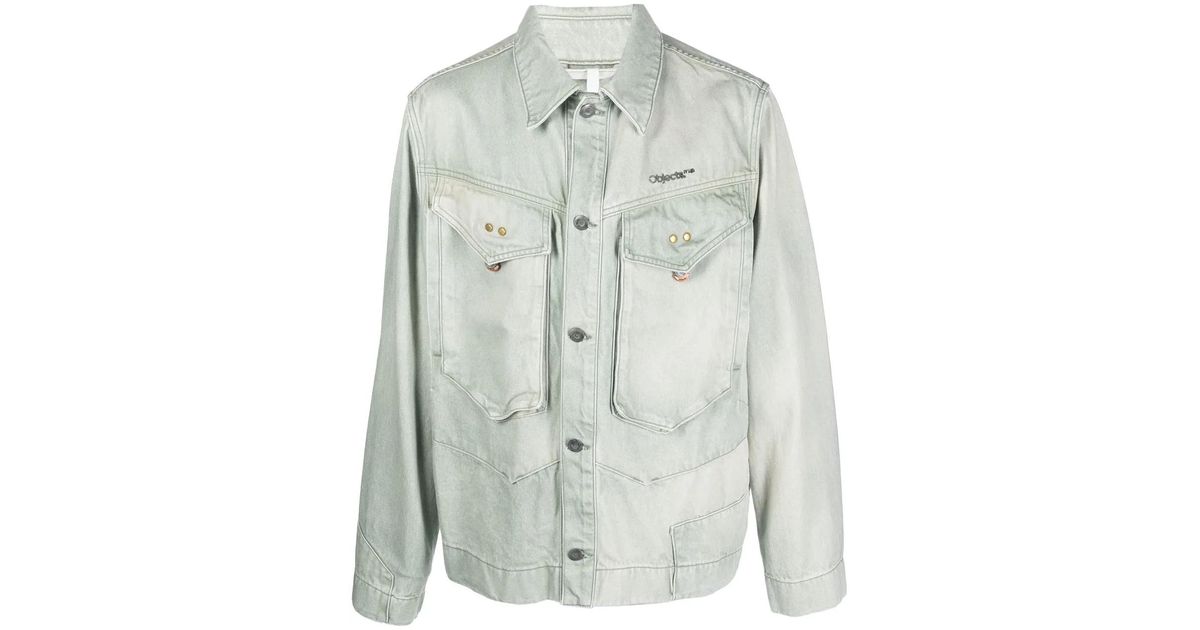 Objects IV Life Logo-Embroidered Denim Jacket in Gray for Men | Lyst