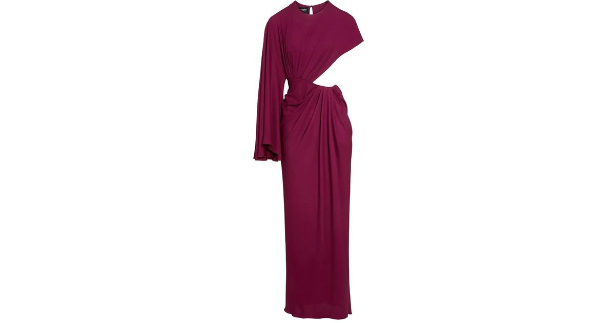 Giambattista Valli Draped Asymmetrical Midi Dress in Purple | Lyst UK