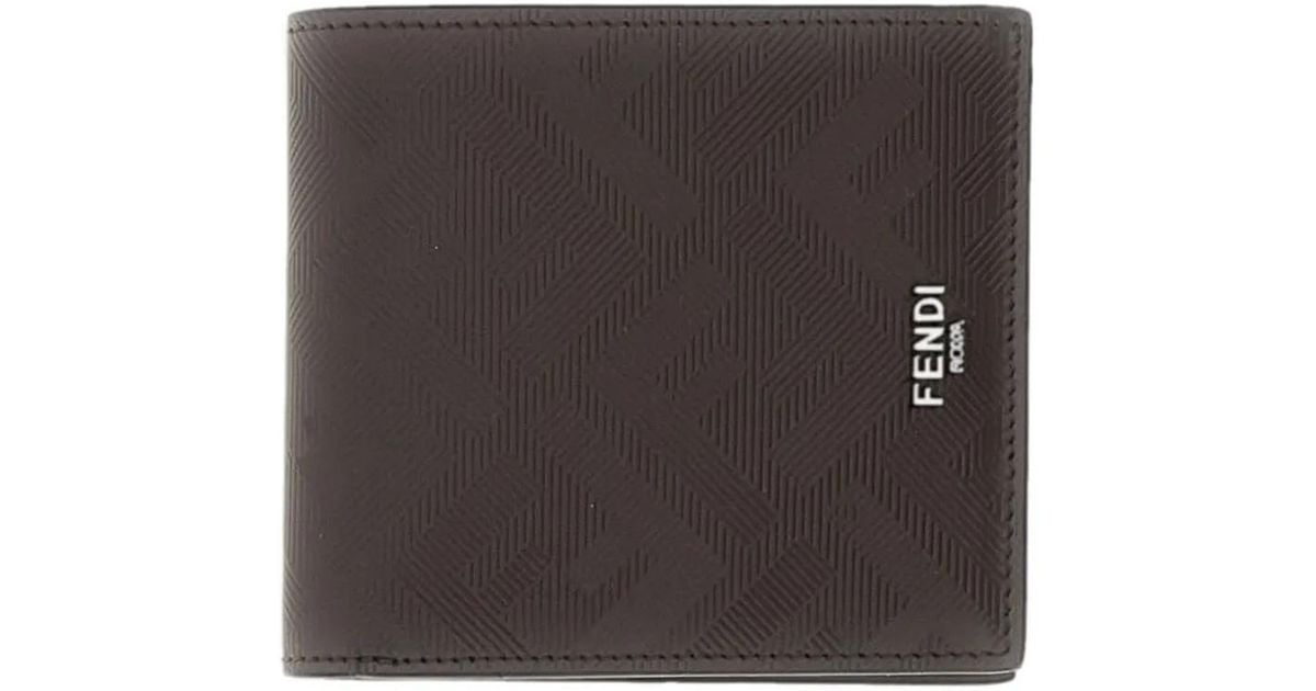 Fendi Logo-Detail Bi-Fold Wallet in Brown for Men | Lyst