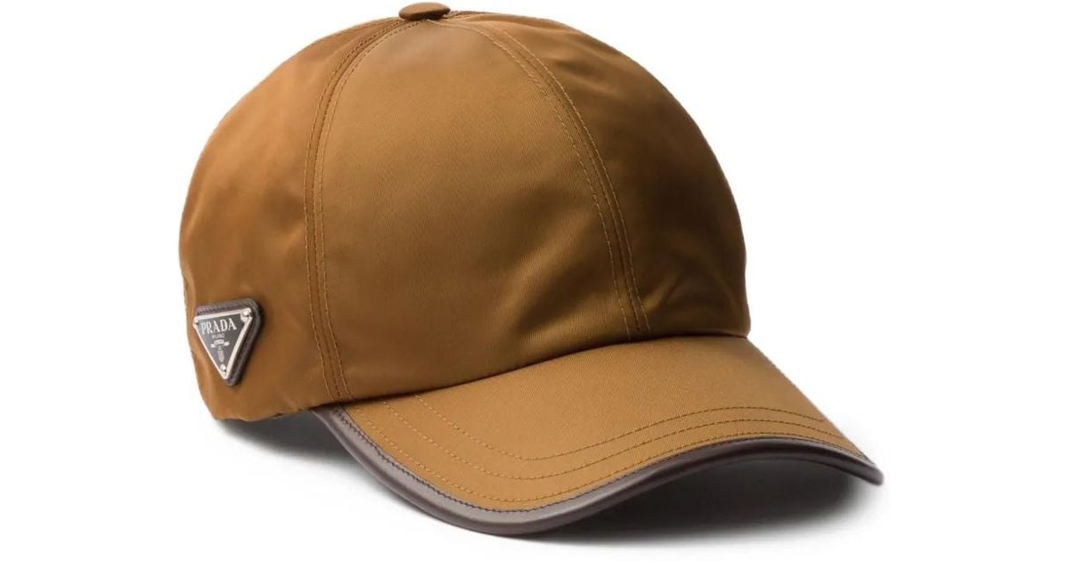 Prada Logo-Plaque Baseball Cap in Brown for Men | Lyst UK