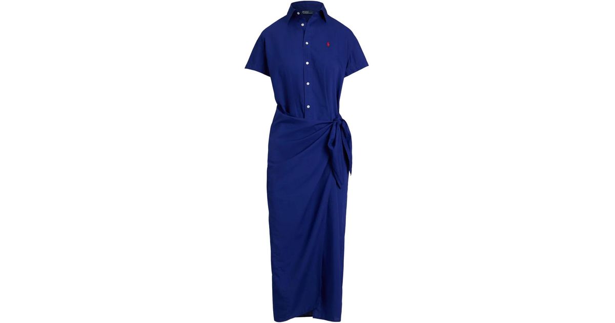 Polo Ralph Lauren Twill Shirtdress in Blue | Lyst