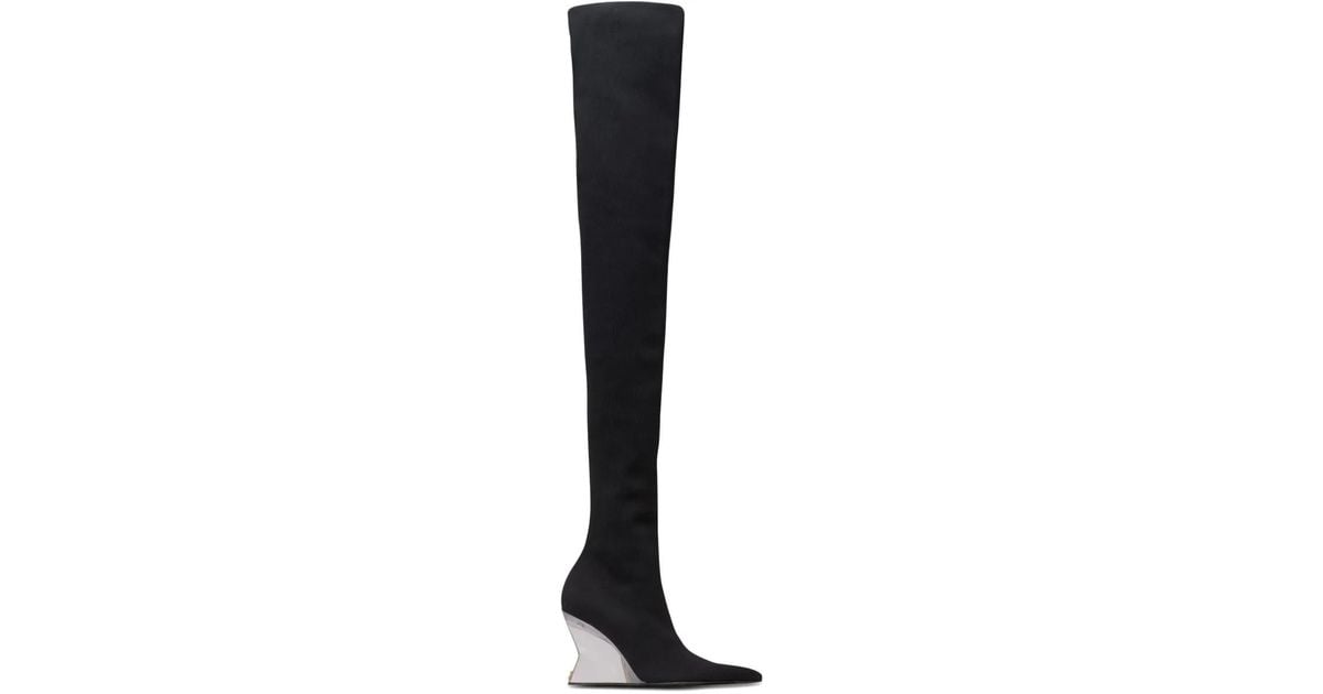 Balmain 95Mm Thigh-High Boots in Black | Lyst UK