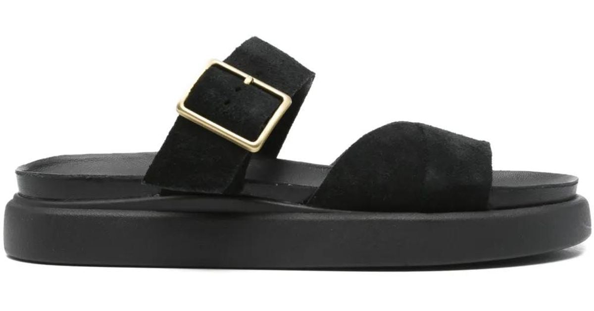 Clarks Aristella Buckled Platform Sandals in Black | Lyst