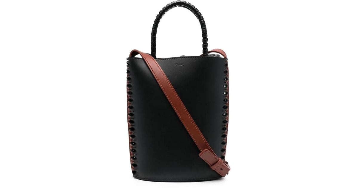 Chloé Colour-Block Leather Bucket-Bag in Black | Lyst UK