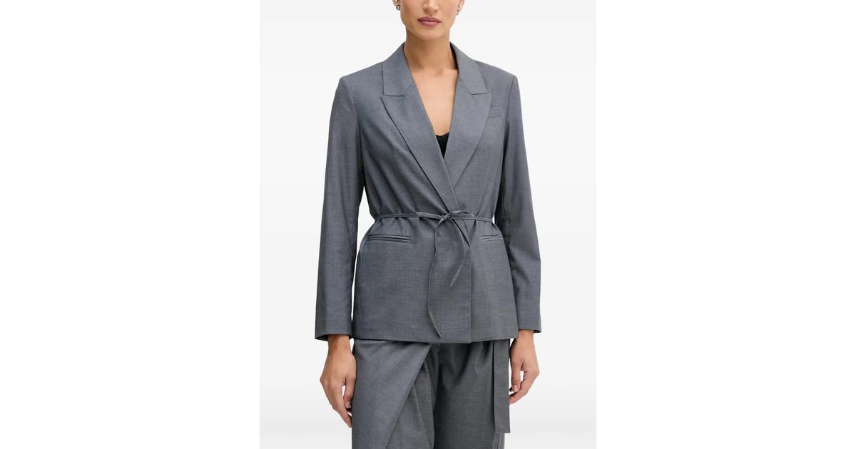 Sisley Tie Blazer in Gray | Lyst