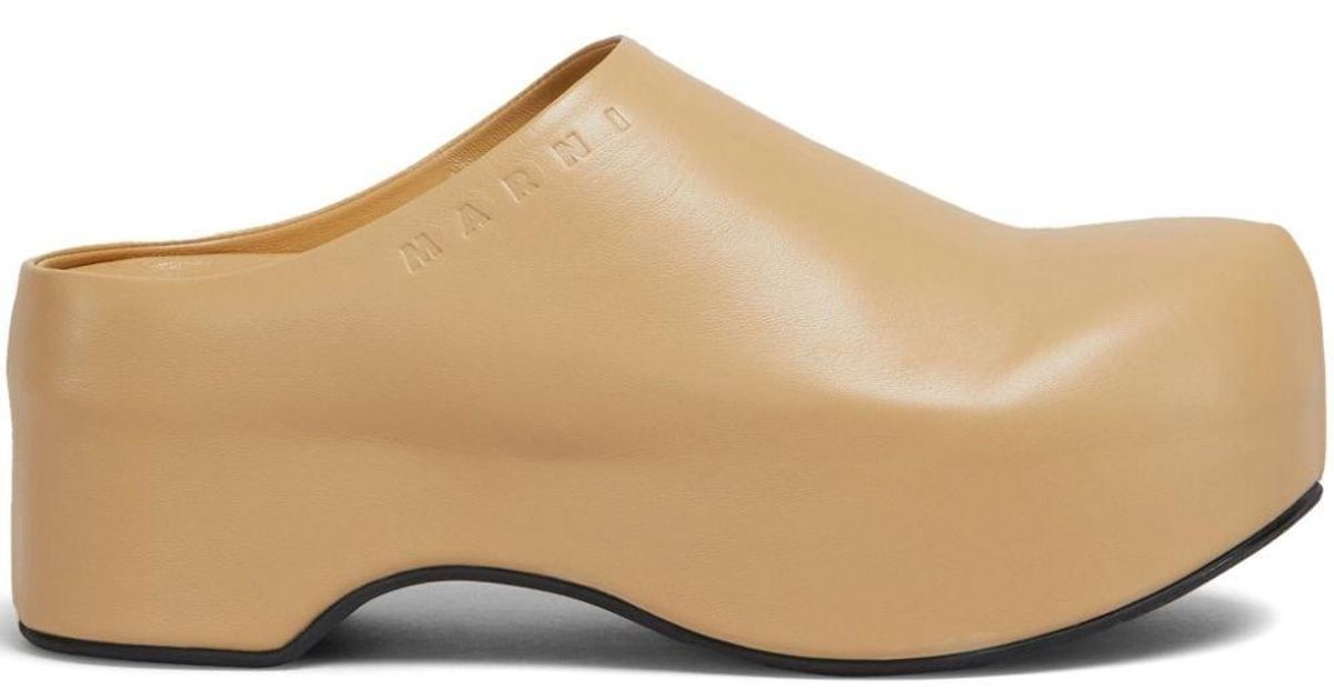 Marni Platform Clogs in Natural | Lyst