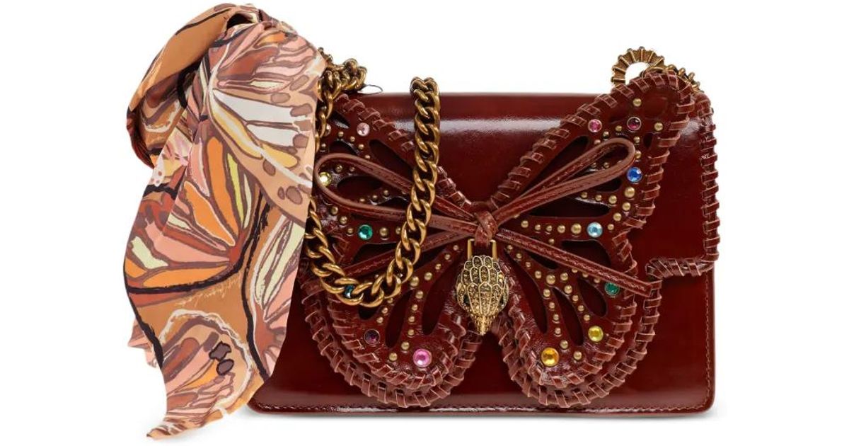 Kurt Geiger Butterfly Studded Shoulder Bag in Brown | Lyst