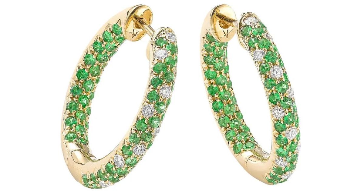 Robinson Pelham Disco Sister Tsavorite And Diamond Hoop Earrings in ...