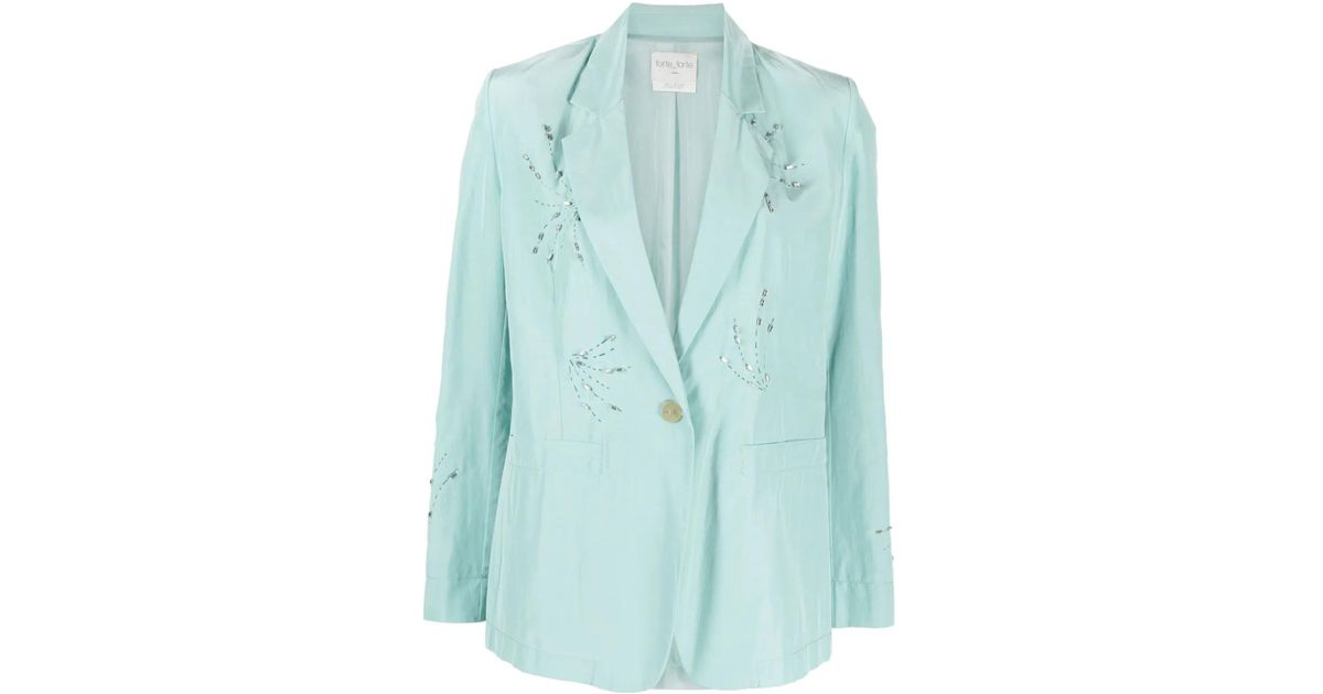 Forte Forte Embroidered Taffeta Blazer in Blue | Lyst