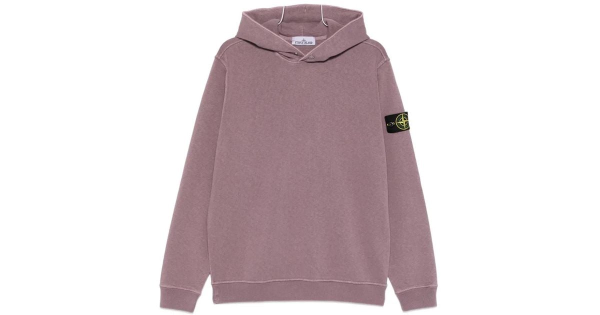 Stone Island Logo-Patch Hoodie in Purple for Men | Lyst UK
