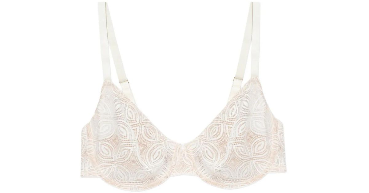 Hanro Ruby Embroidered Bra in Natural | Lyst UK