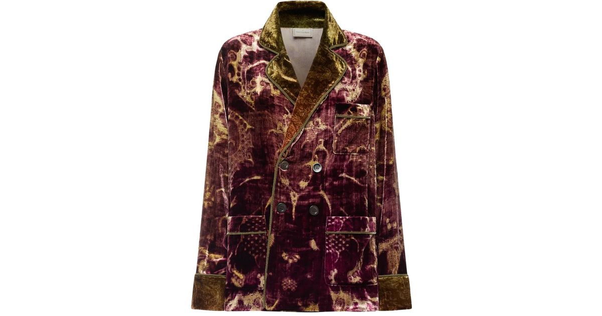 Pierre Louis Mascia Damask-Pattern Velvet Jacket in Red | Lyst UK