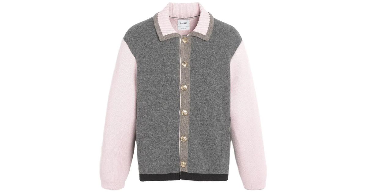 Barrie Colour-Block Buttoned Cardigan in Grey | Lyst UK