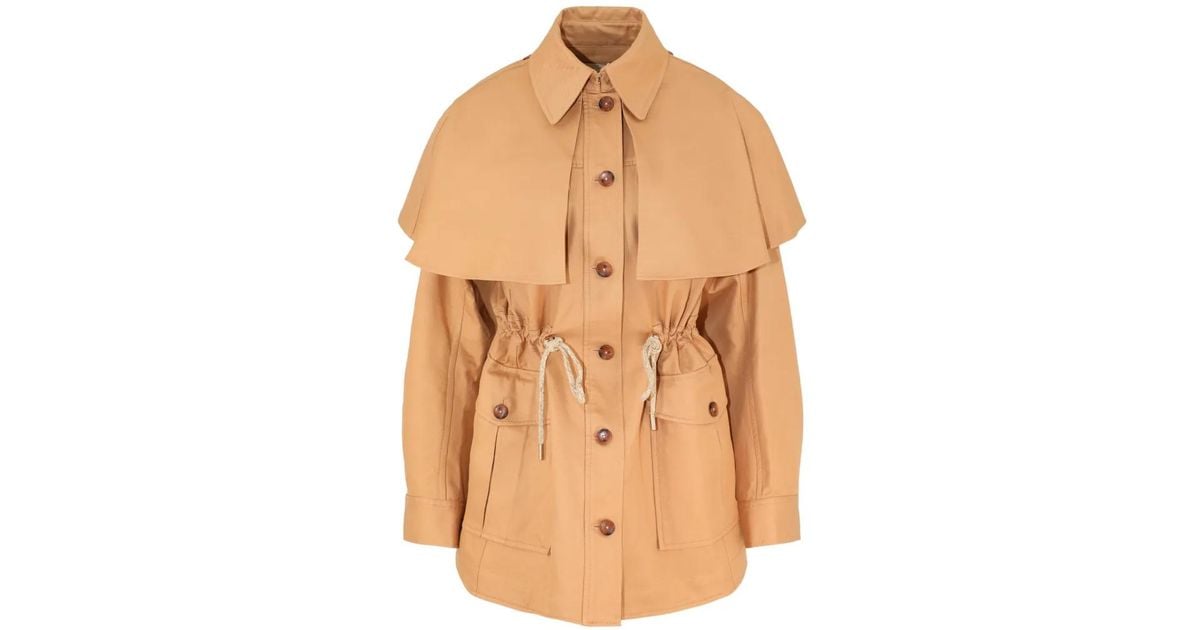 Ulla Johnson Devon Cape-Detail Trench Coat in Orange | Lyst UK